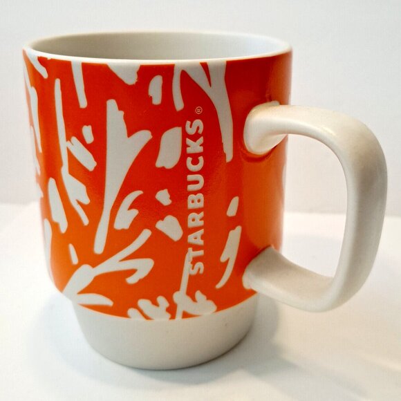 Starbucks | Dining | Starbucks Spring 26 Orange White Floral 12 Oz Mug ...